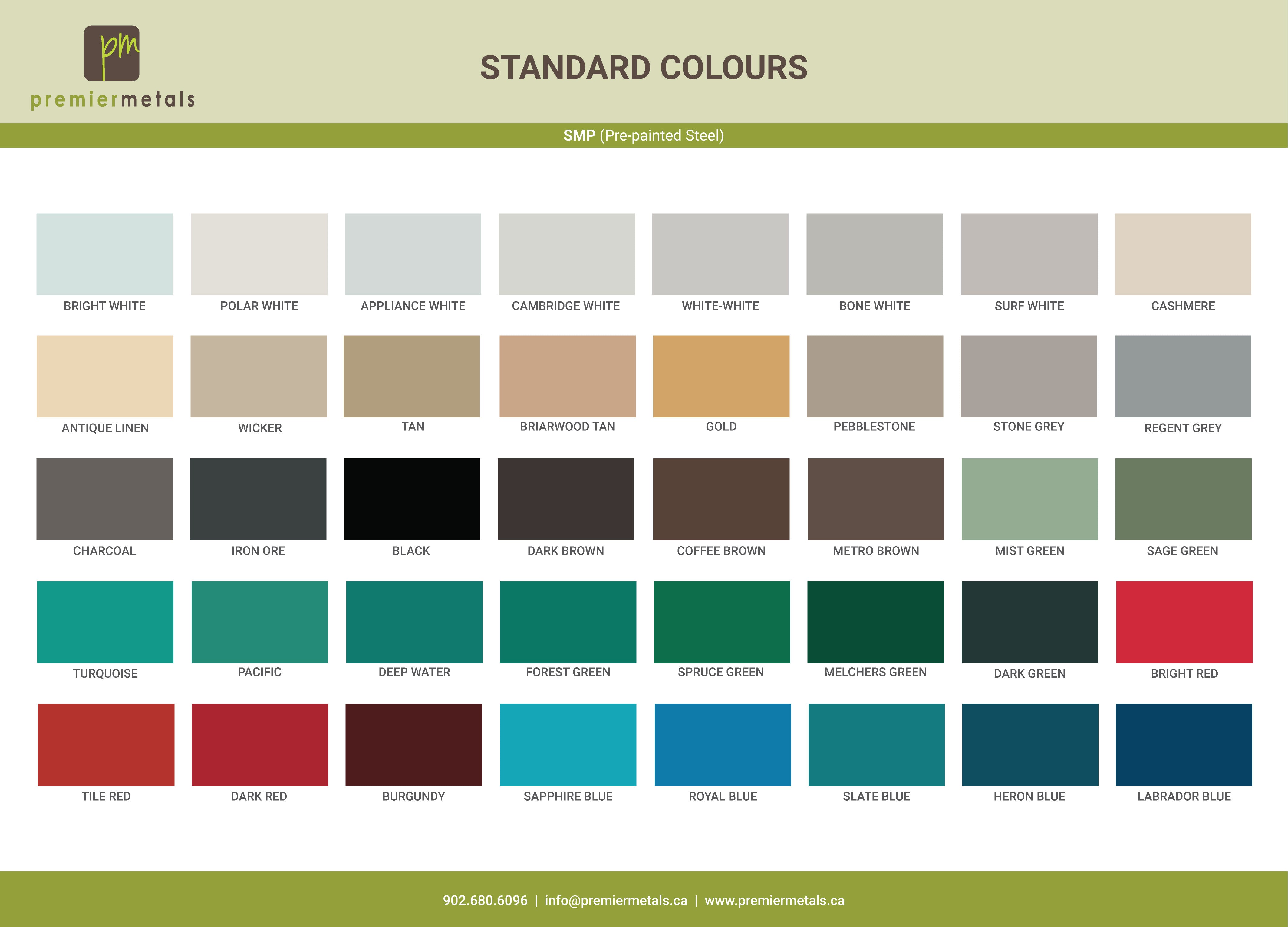 Standard Colours - Download Chart – Premier Metals